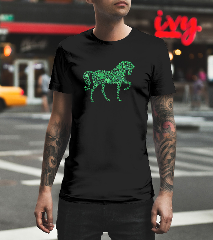 Horse Shamrocks Three Clover St Patrick Day T-Shirt