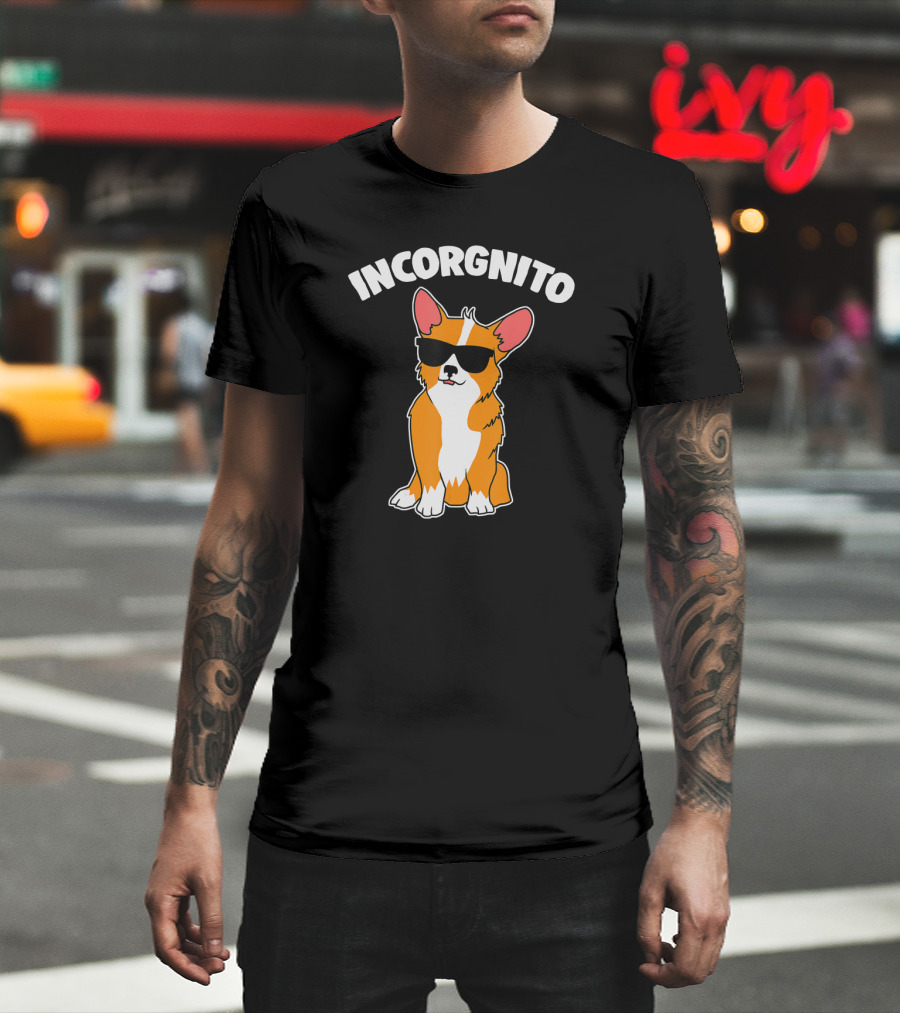 Incorgnito Funny Corgi Sunglasses Pup T-Shirt