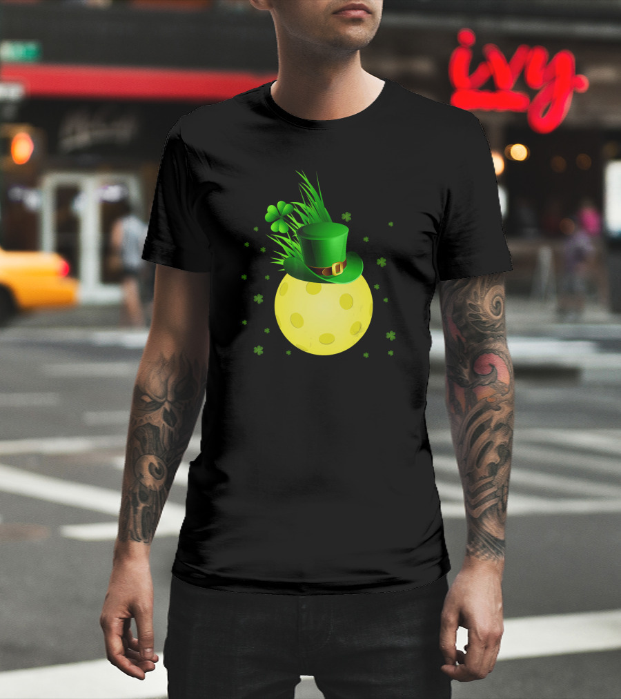 Leprechaun Pickleball Shamrock Hat Ball T-Shirt
