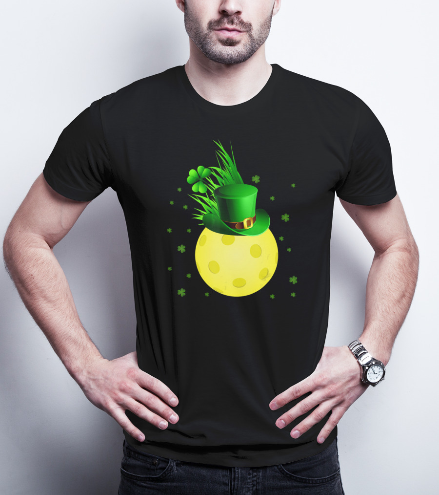 Leprechaun Pickleball Shamrock Hat Ball T-Shirt