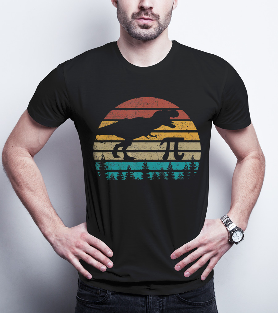 Pi Dinosaur Vintage Retro Funny Pi Day Math T-Shirt