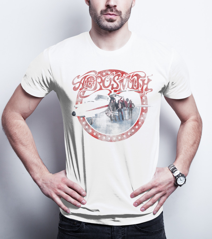 Aerosmith AEROplane Retro Star Circle With Band And Jet T-Shirt