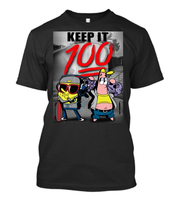 SpongeBob SquarePants Keep It 100 Skateboarding T-Shirt