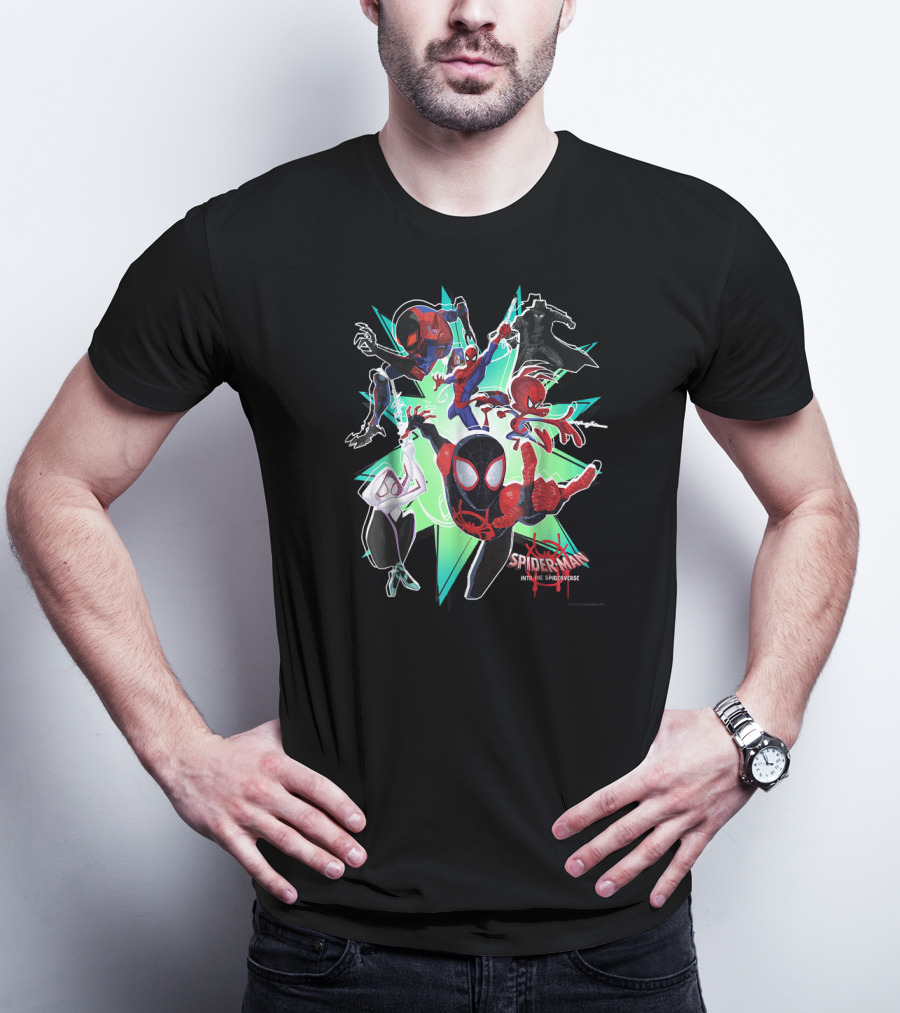 Marvel Spider-Man Into The Spider-Verse Action Group T-Shirt