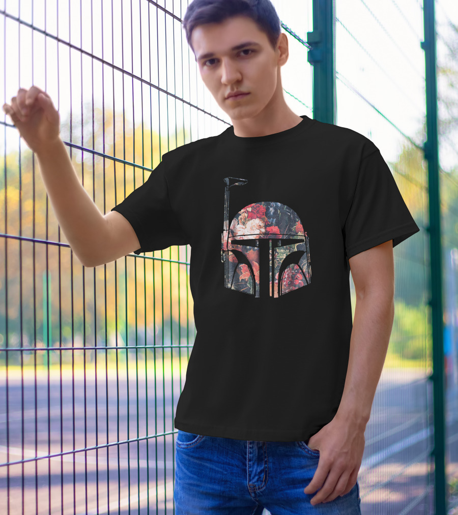 Star Wars Boba Fett Helmet With Floral Print T-Shirt