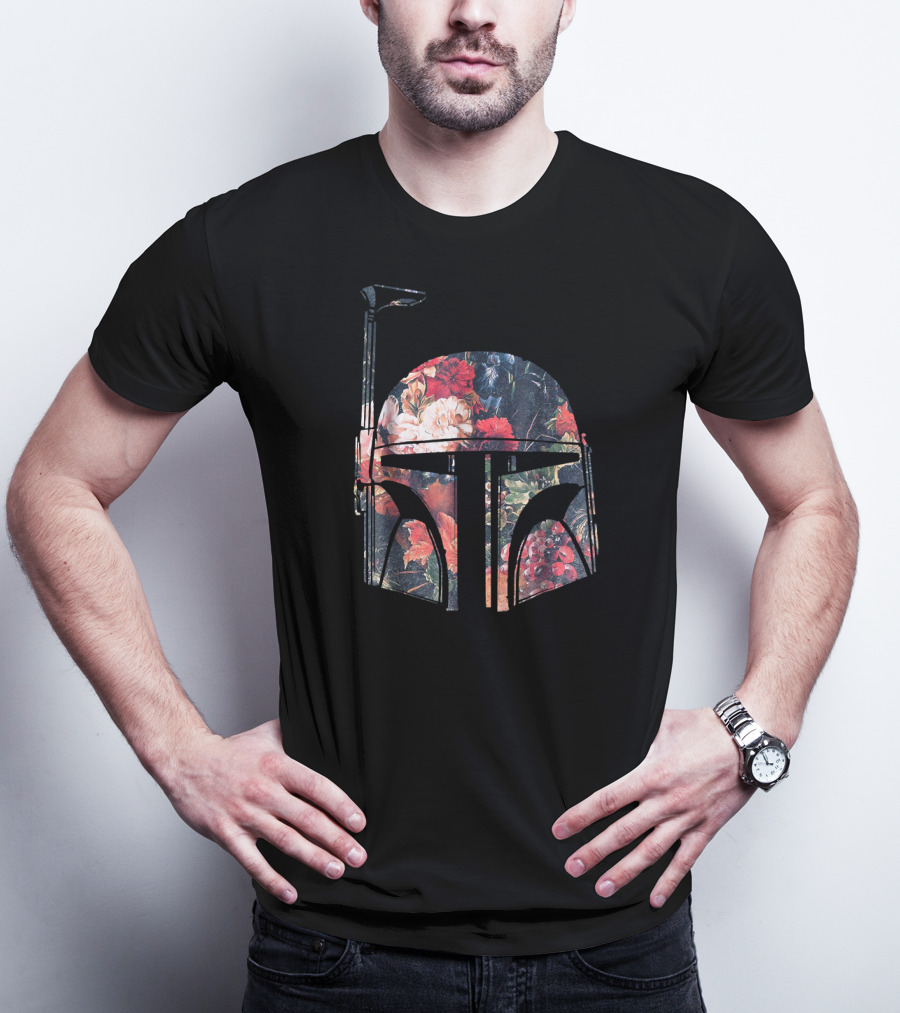 Star Wars Boba Fett Helmet With Floral Print T-Shirt