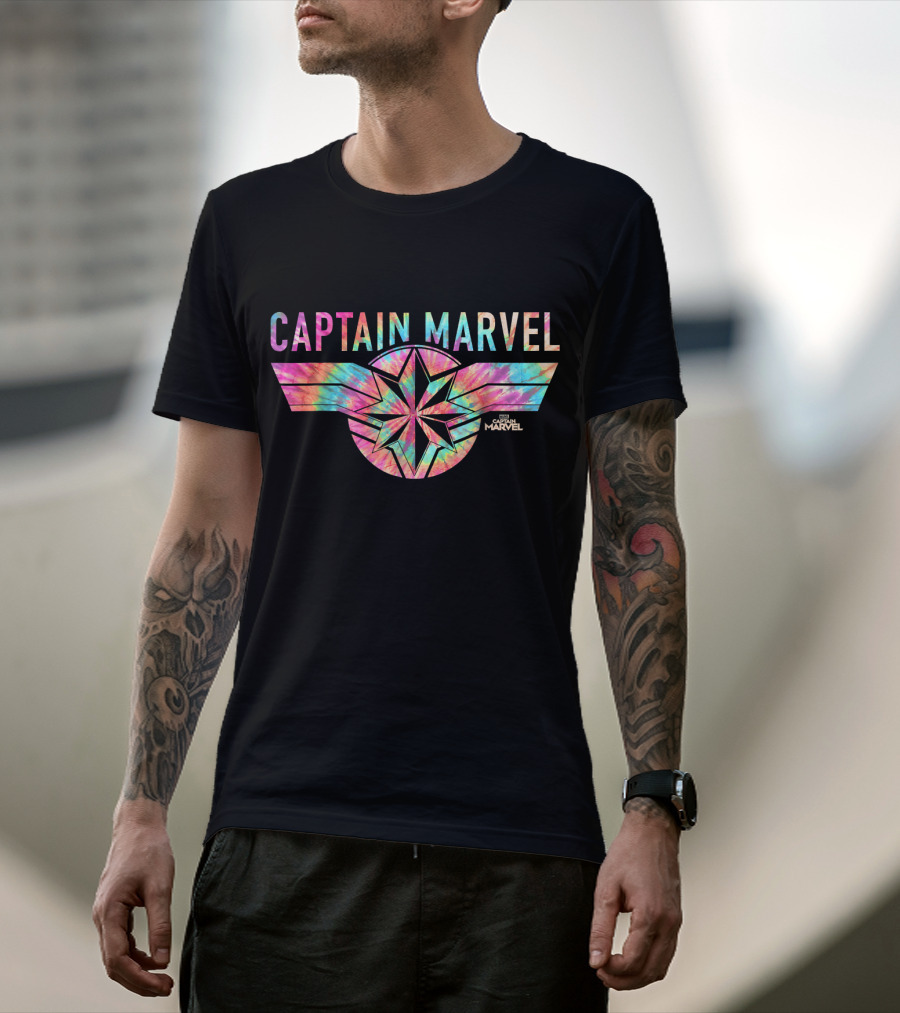 Captain Marvel Logo Tie Dye Colors Star Emblem T-Shirt