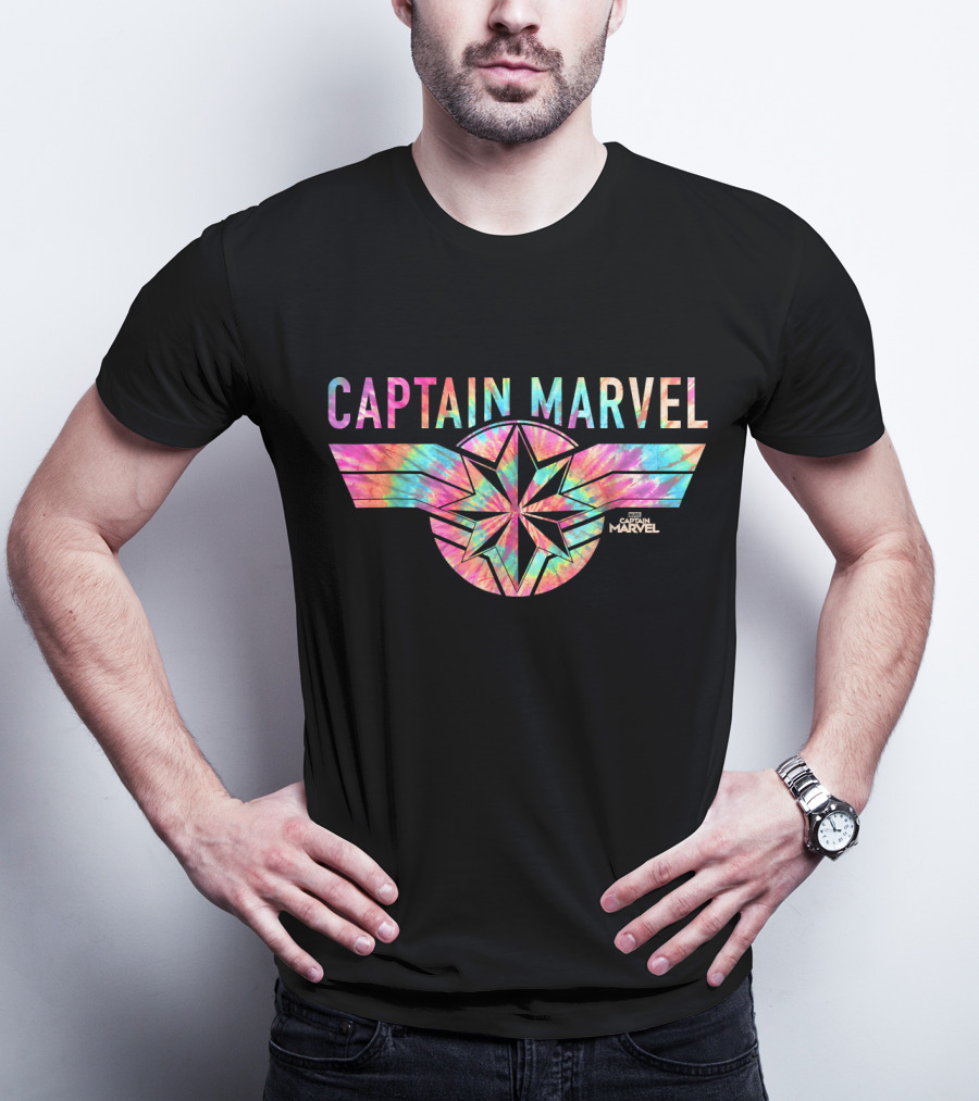 Captain Marvel Logo Tie Dye Colors Star Emblem T-Shirt