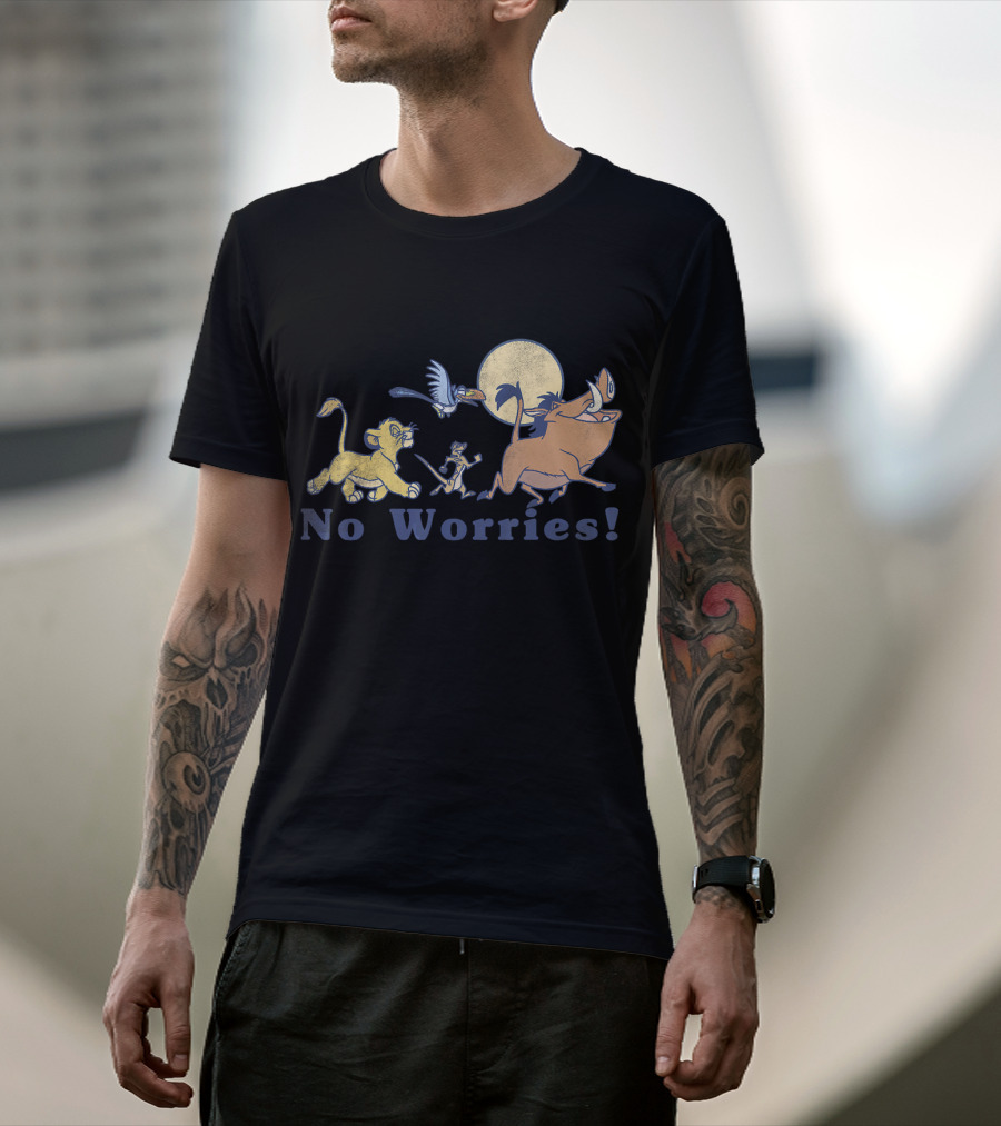 Disney Lion King No Worries Vintage Simba Timon Pumbaa Zazu Moon T-Shirt