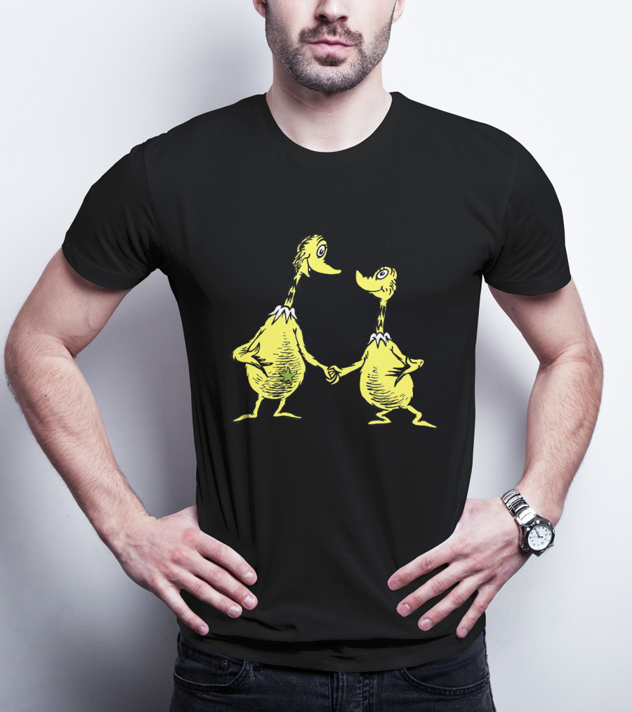 Dr. Seuss Little Sneetches Shaking Hands Iconic Yellow Characters T-Shirt