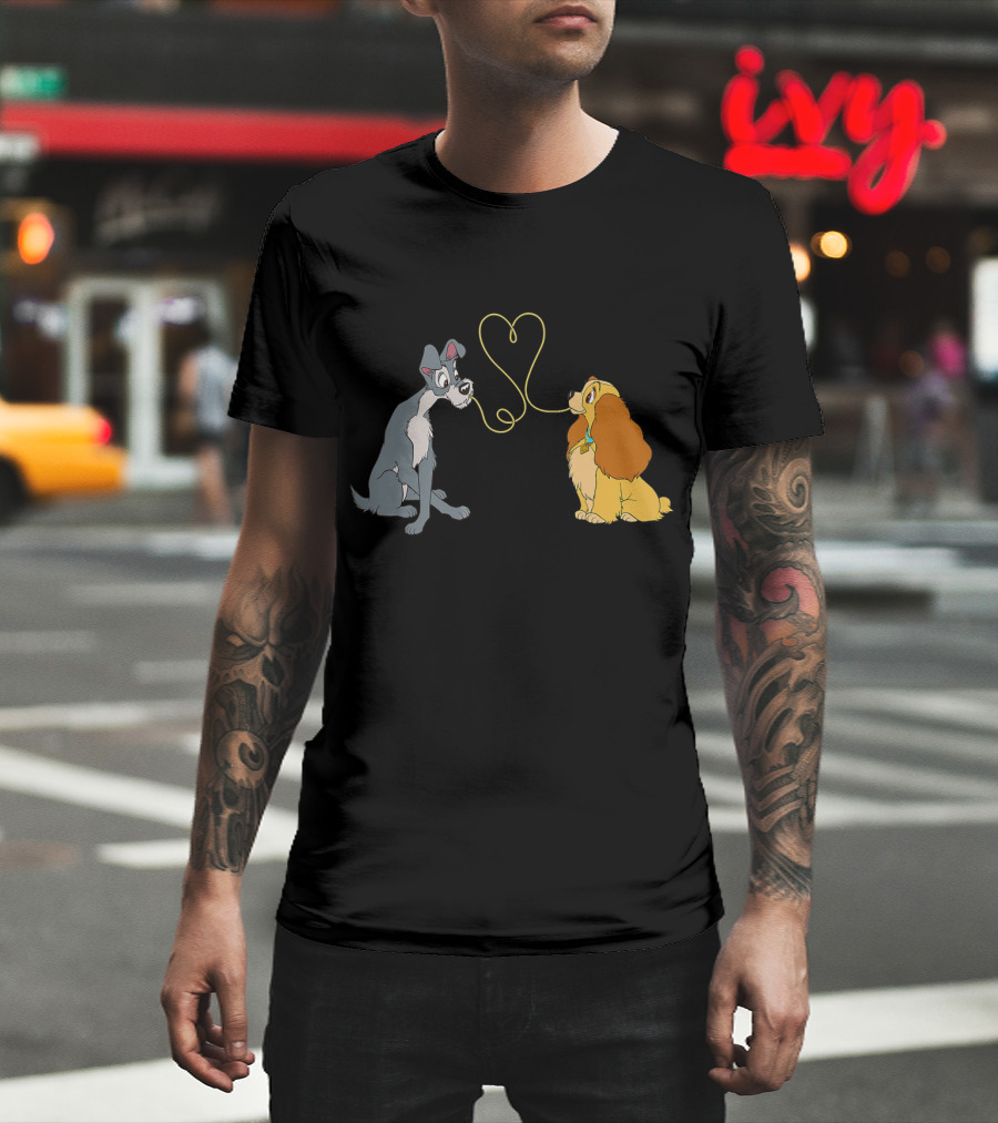 Disney Lady And The Tramp Bella Notte Spaghetti Heart Scene T-Shirt