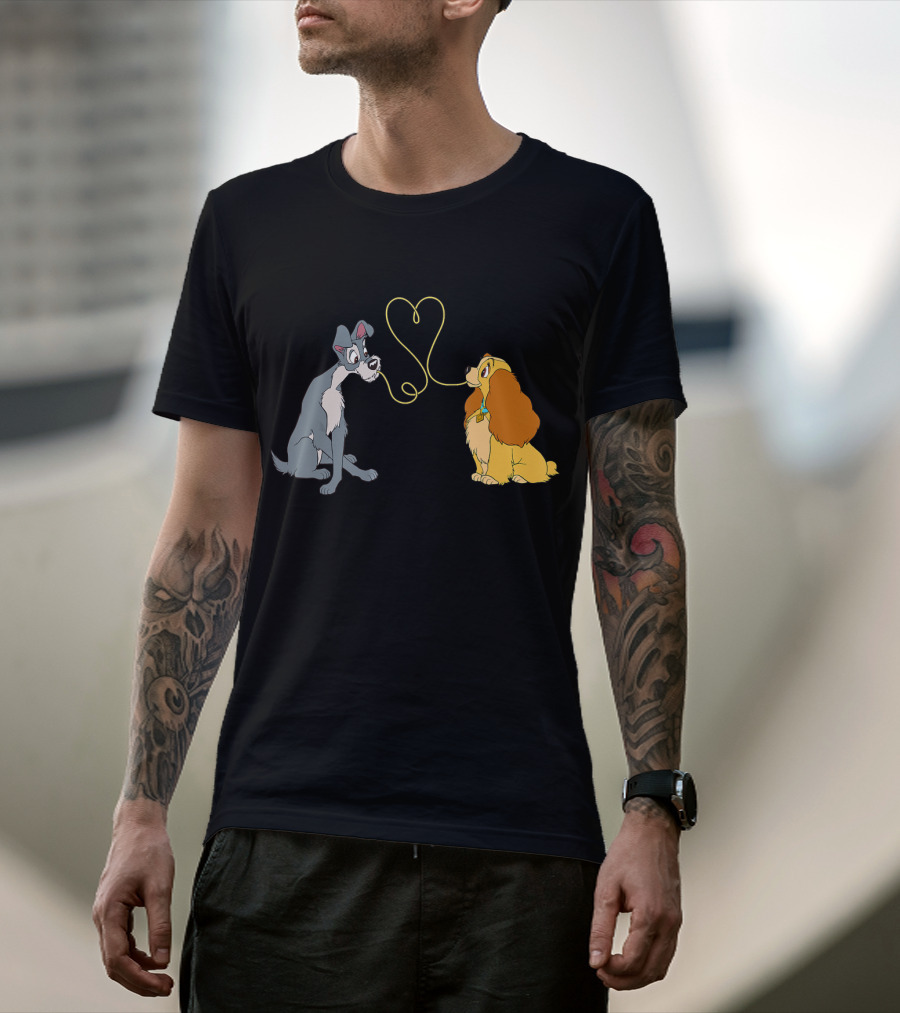 Disney Lady And The Tramp Bella Notte Spaghetti Heart Scene T-Shirt