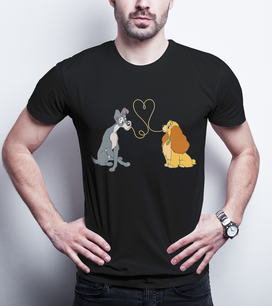 Disney Lady And The Tramp Bella Notte Spaghetti Heart Scene T-Shirt