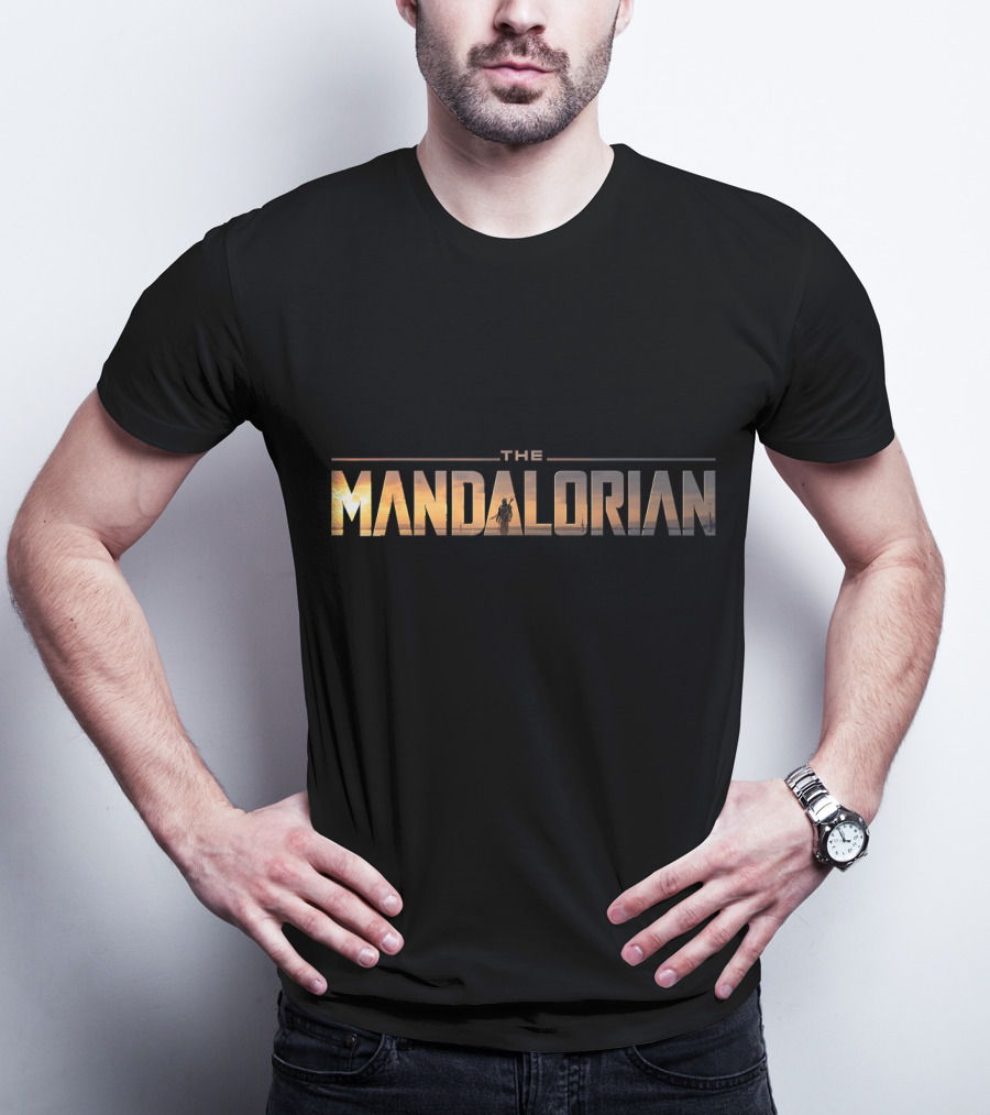 The Mandalorian Star Wars Series Iconic Text Sunset T-Shirt