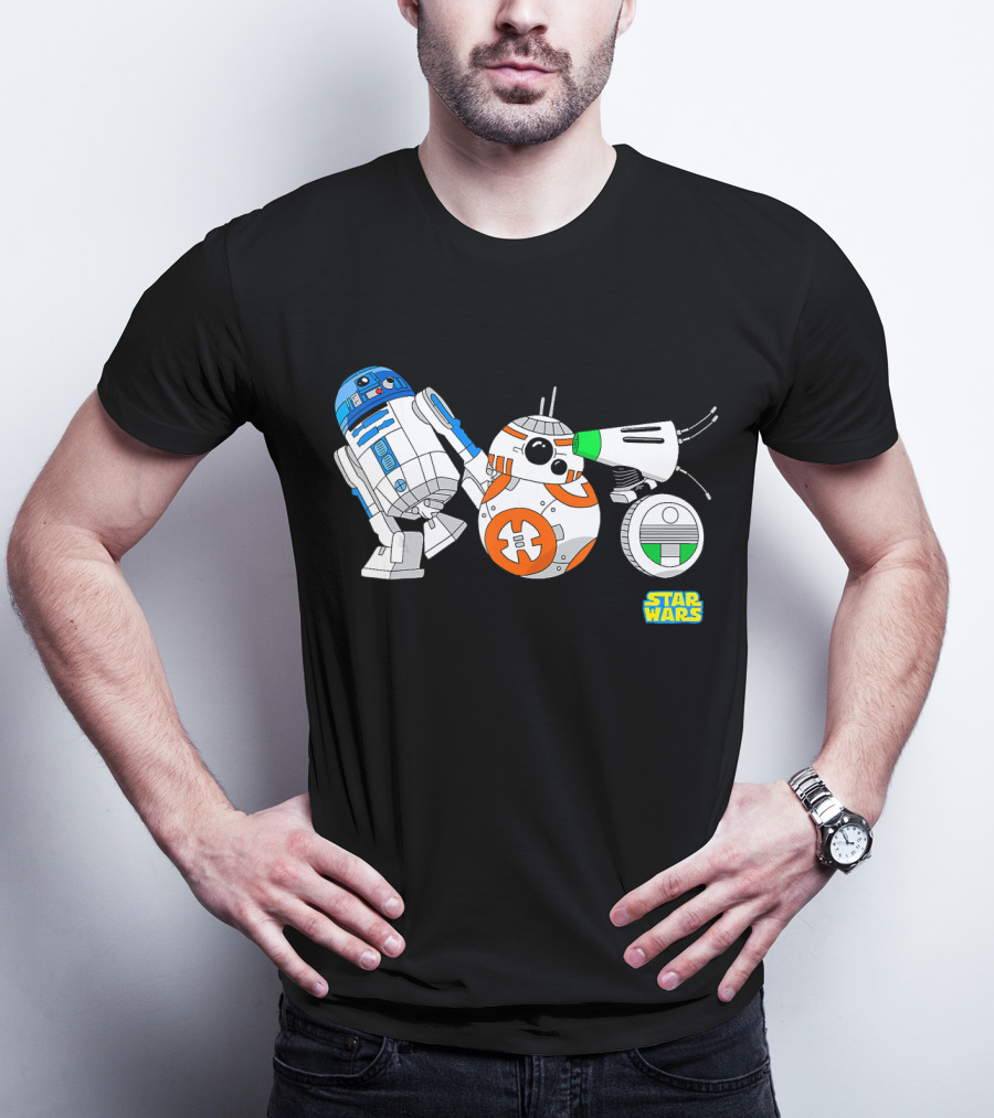 Star Wars The Rise Of Skywalker Droid Cartoon Lineup R2-D2 BB-8 D-O T-Shirt