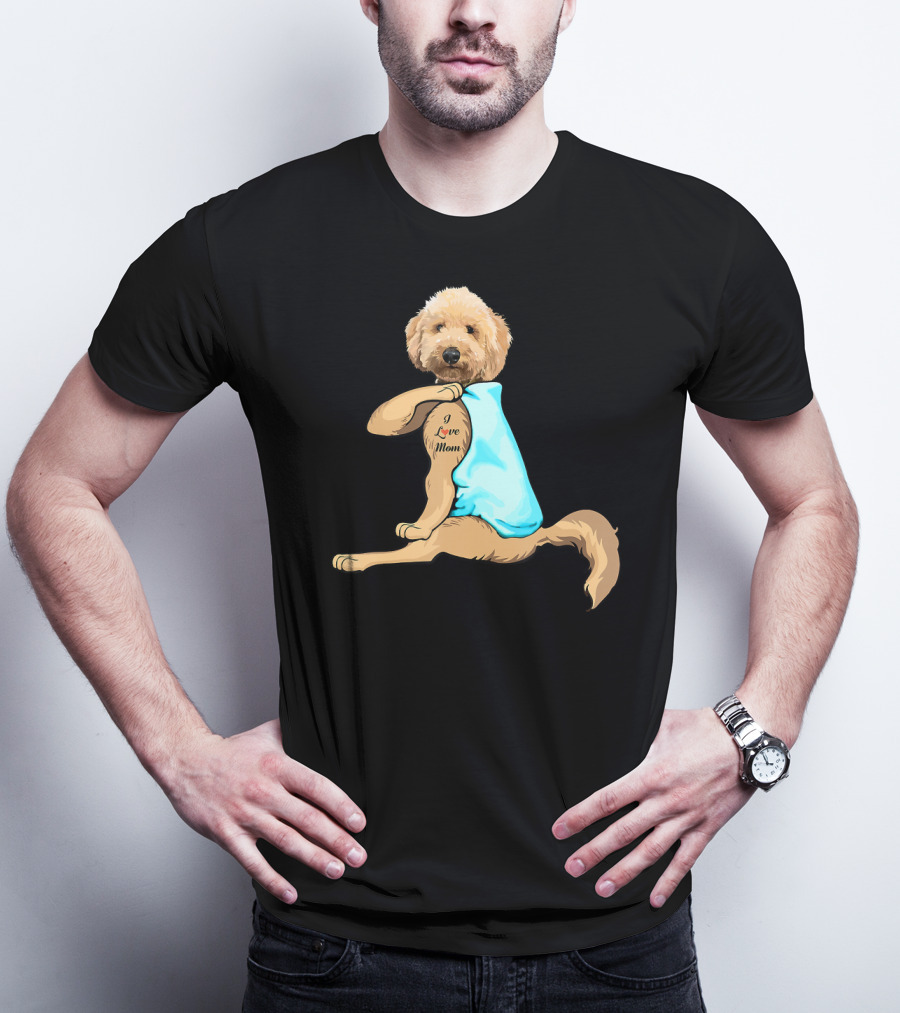 Funny Dog Goldendoodle I Love Mom Tattoo T-Shirt