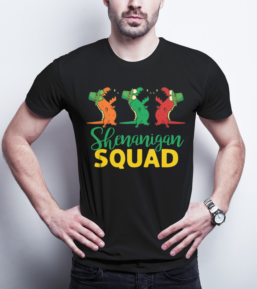 Shenanigan Squad T-Rex Dinosaur St Patrick's Day T-Shirt