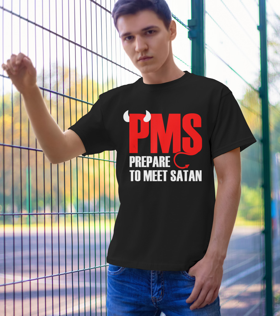 PMS Prepare To Meet Satan Devil Horns Tail T-Shirt
