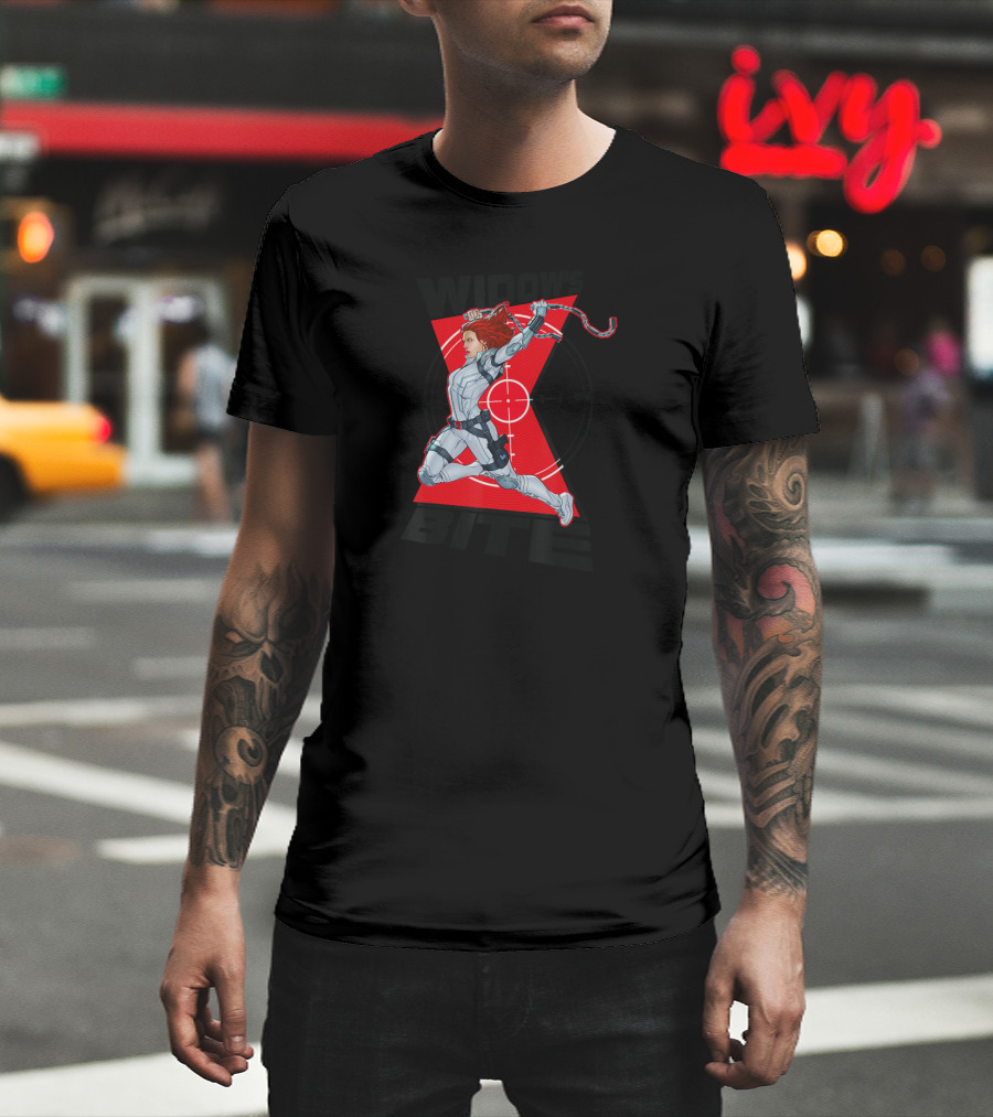 Marvel Widow's Bite Black Widow Red Target Heroic Action T-Shirt