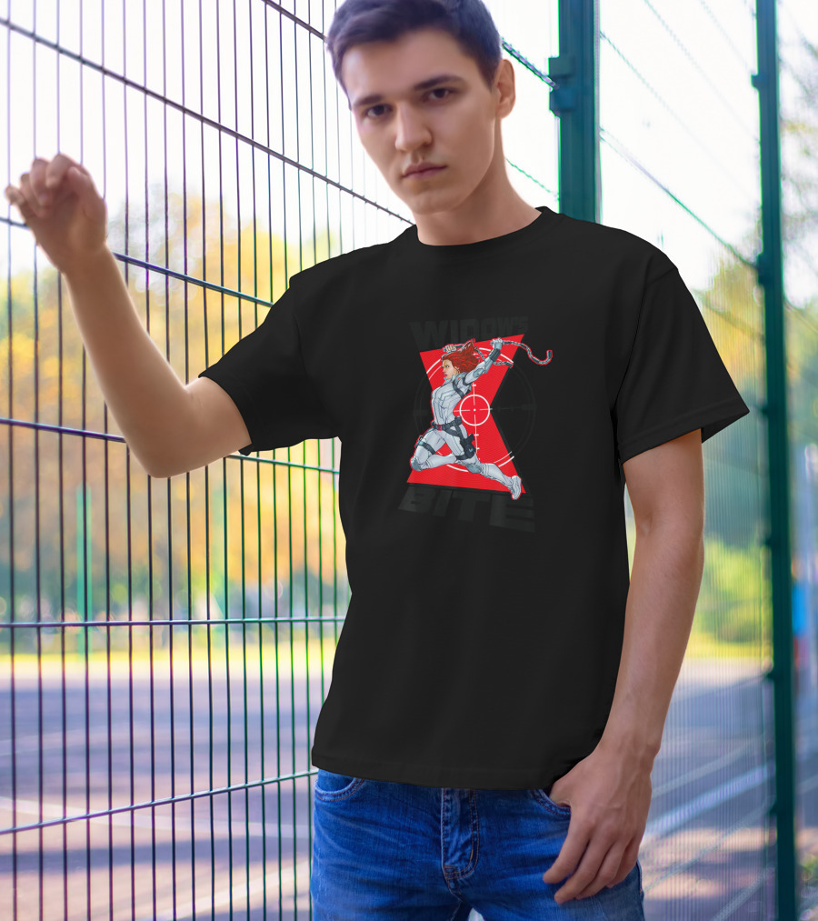 Marvel Widow's Bite Black Widow Red Target Heroic Action T-Shirt