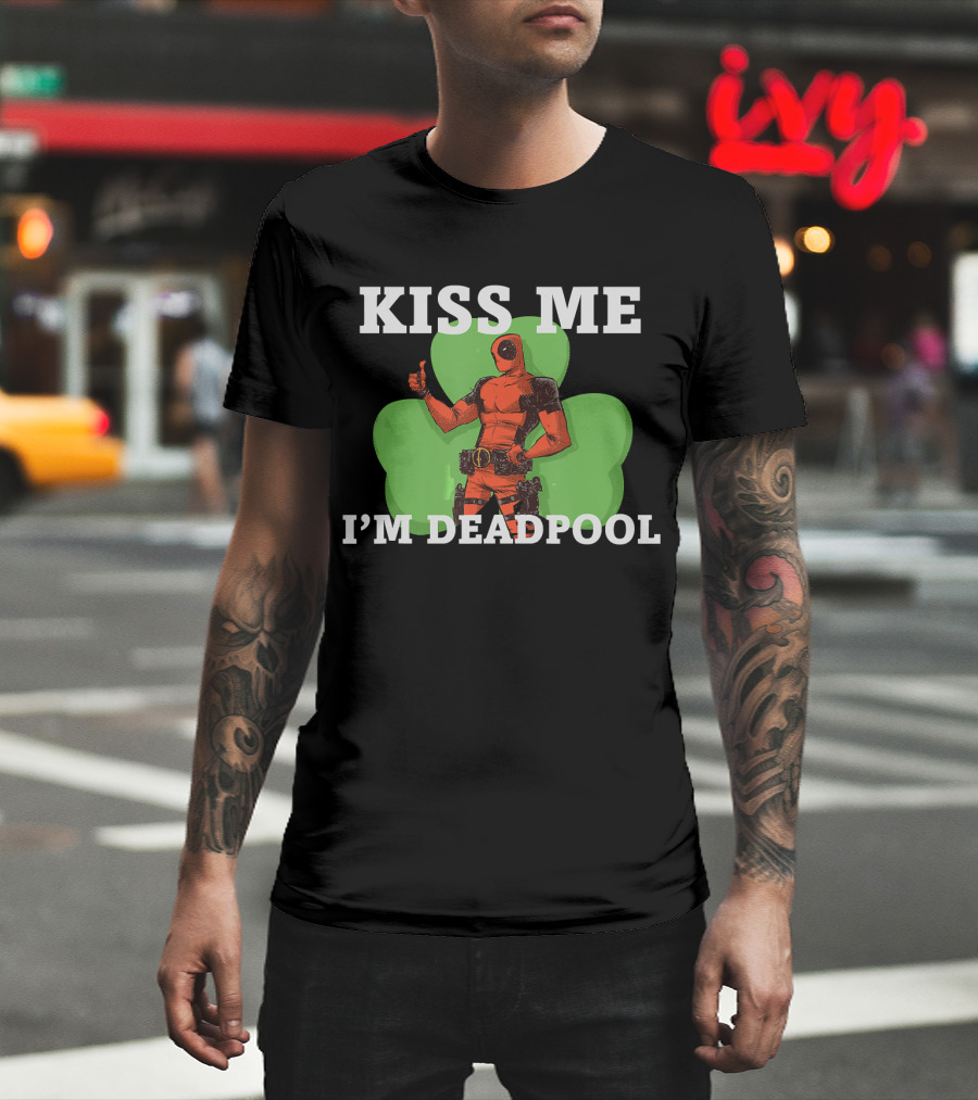 Marvel Kiss Me I'm Deadpool St. Patrick's Day Shamrock T-Shirt