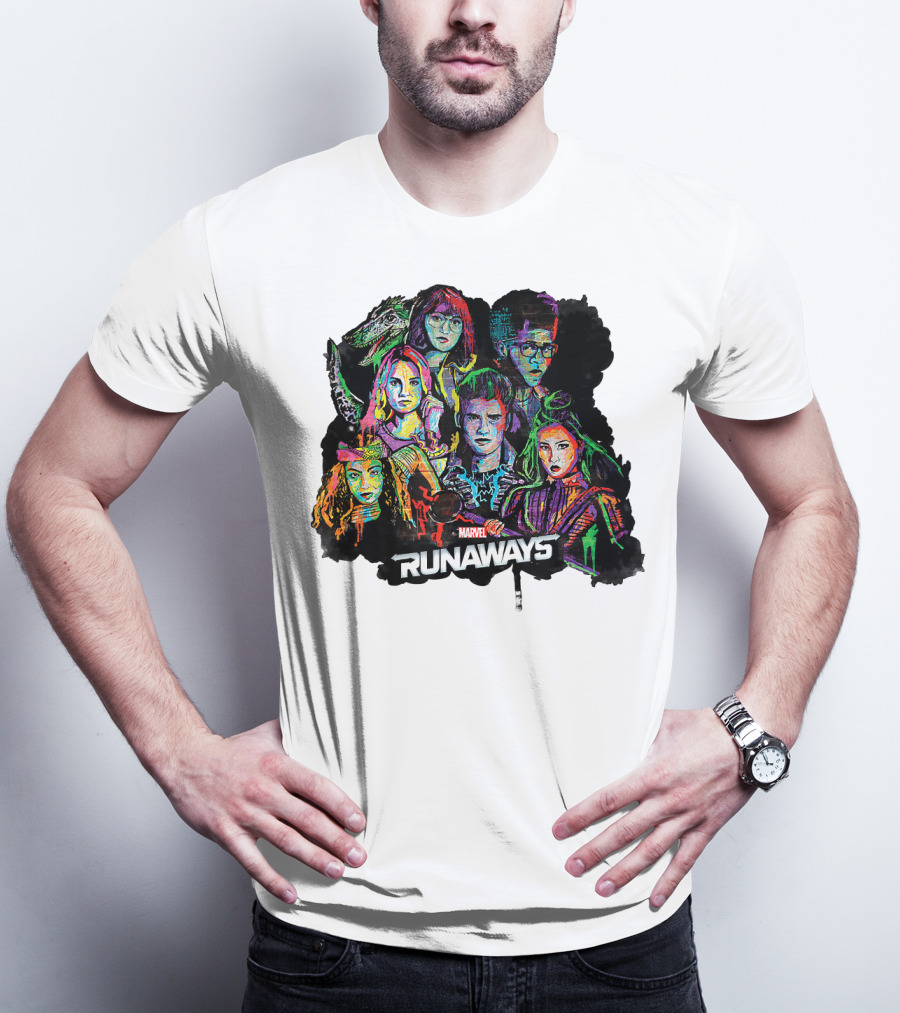 Marvel Runaways Vibrant Character Portraits Group Shot T-Shirt