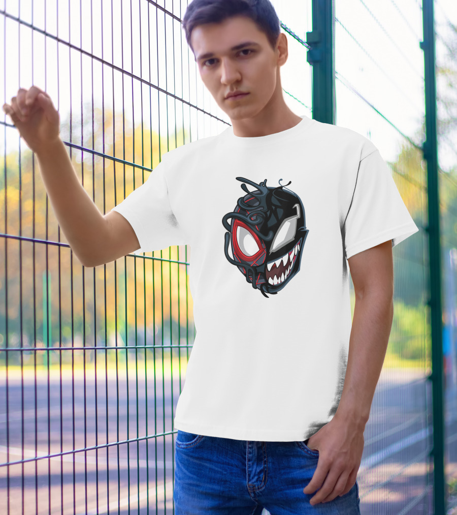 Marvel Maximum Venom Spider-Man Miles Morales Half Venom Face T-Shirt