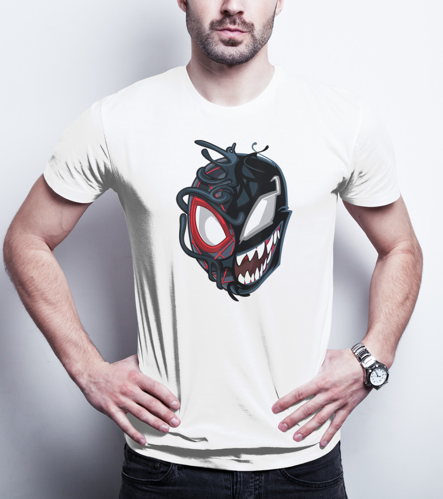 Marvel Maximum Venom Spider-Man Miles Morales Half Venom Face T-Shirt