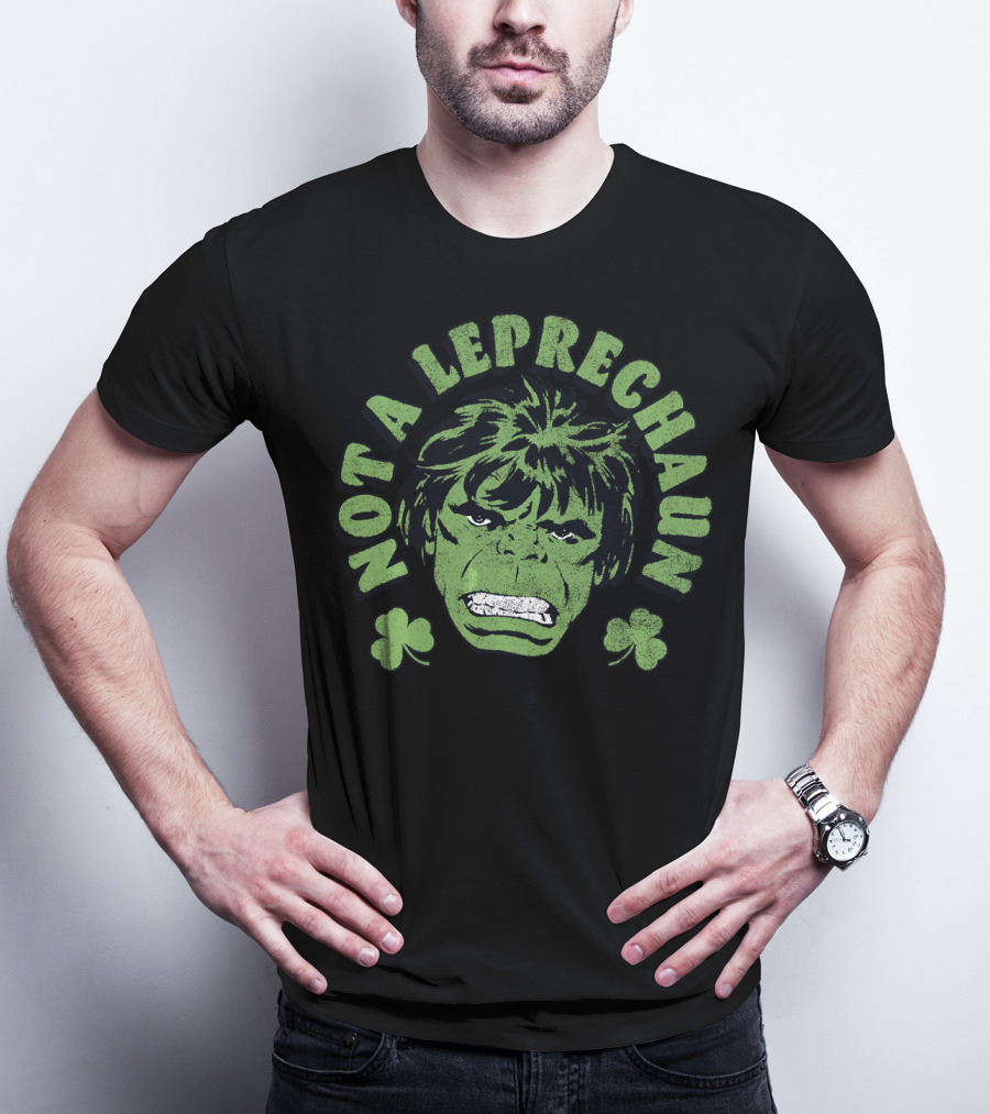 Marvel Hulk St. Patrick's Day Not A Leprechaun With Shamrocks T-Shirt