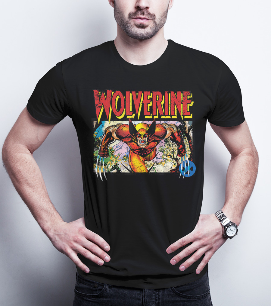 Wolverine Marvel X Men 90s Retro Style Art Classic Comic Panel T-Shirt