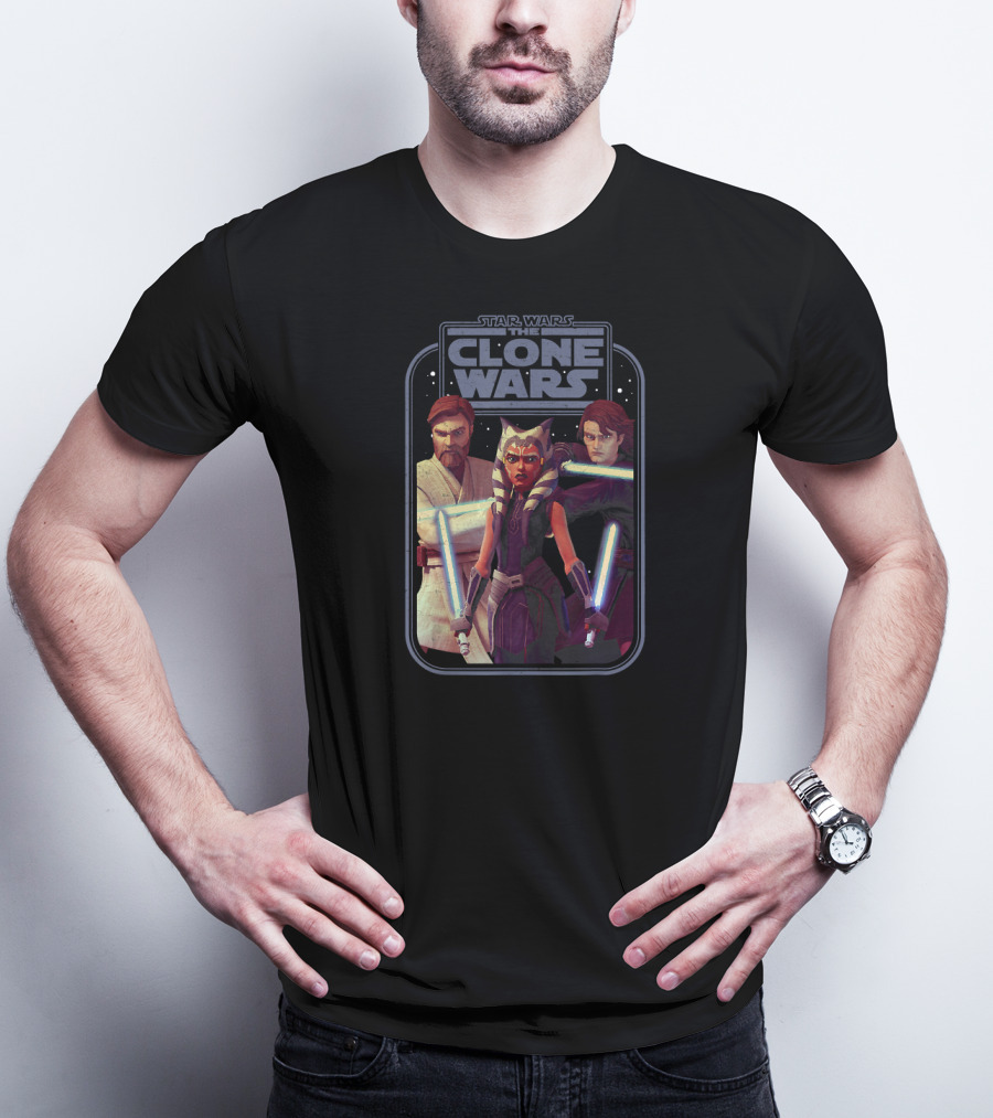 Star Wars The Clone Wars Jedi Heroes Group With Lightsabers T-Shirt