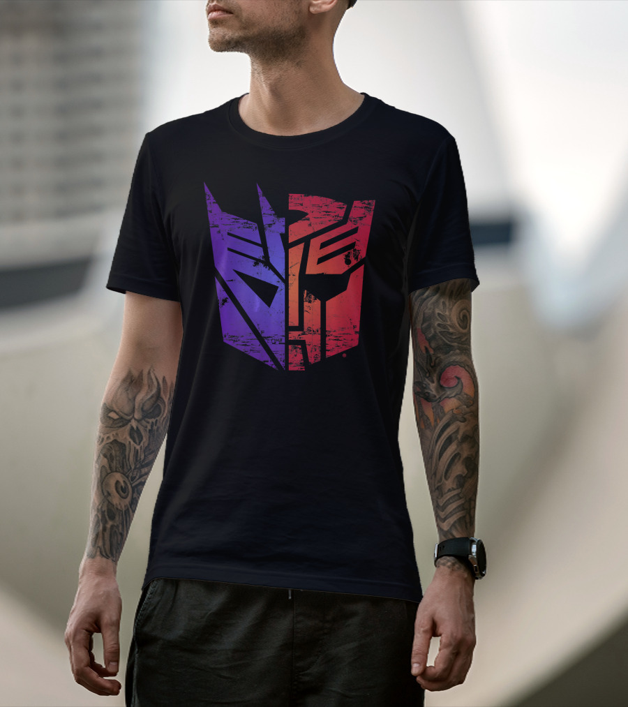 Transformers Decepticon Autobot Split Purple Red T-Shirt