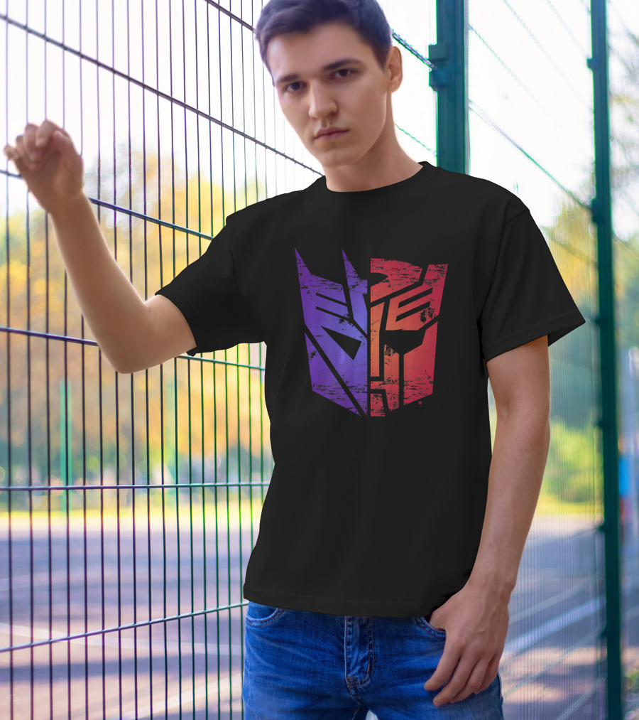 Transformers Decepticon Autobot Split Purple Red T-Shirt