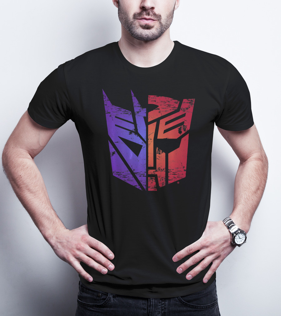 Transformers Decepticon Autobot Split Purple Red T-Shirt