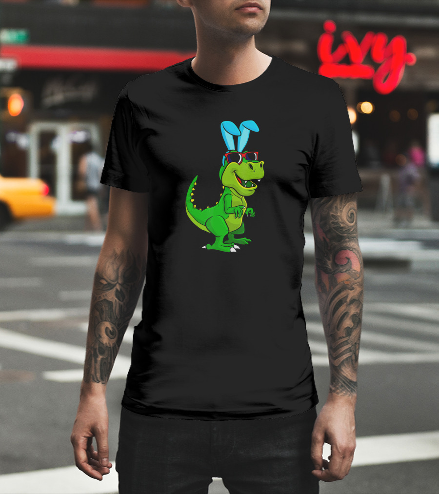 T Rex With Easter Bunny Ears And Sunglasses Dinosaur Lover T-Shirt