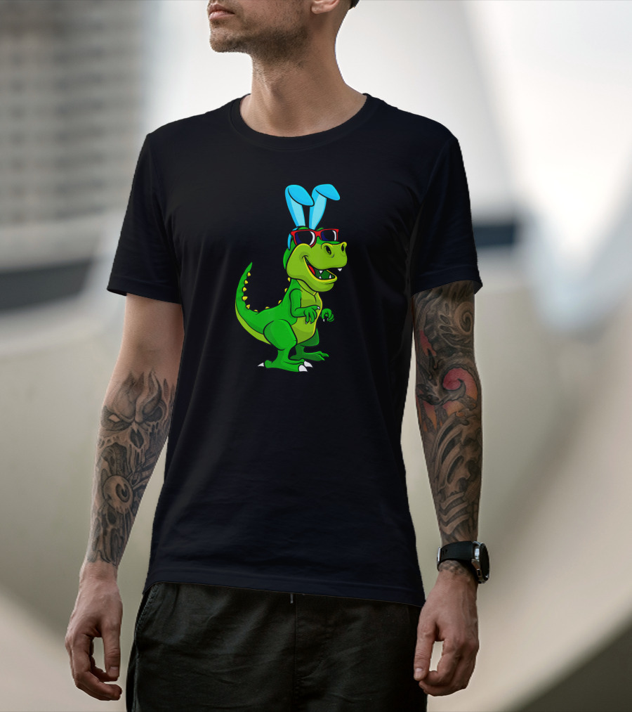 T Rex With Easter Bunny Ears And Sunglasses Dinosaur Lover T-Shirt