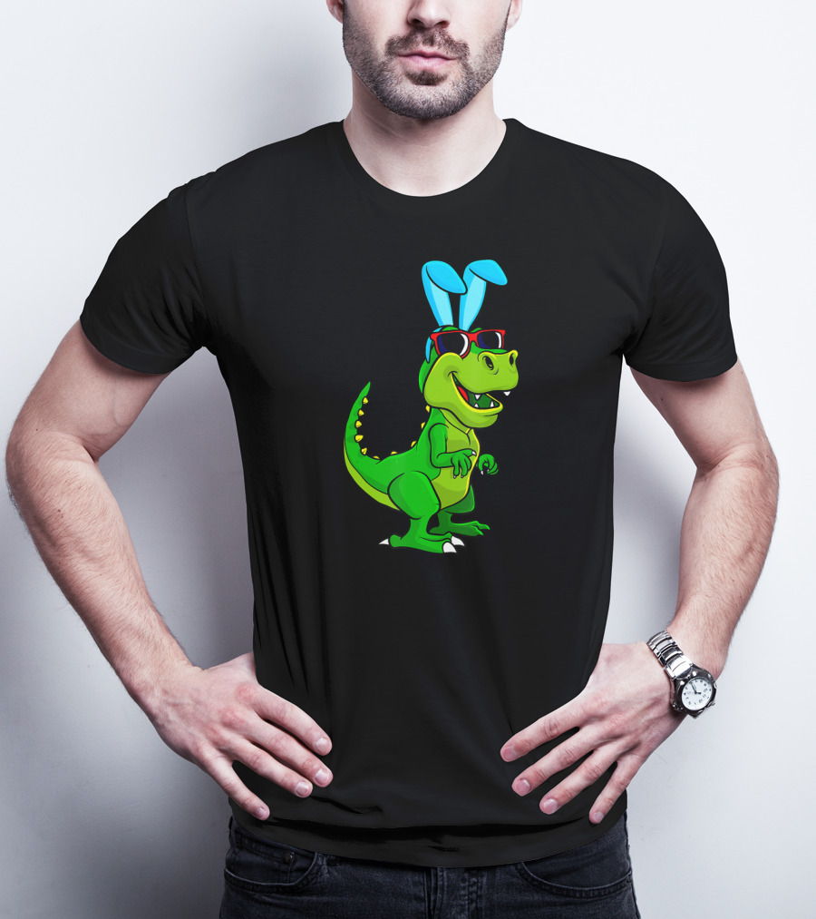T Rex With Easter Bunny Ears And Sunglasses Dinosaur Lover T-Shirt