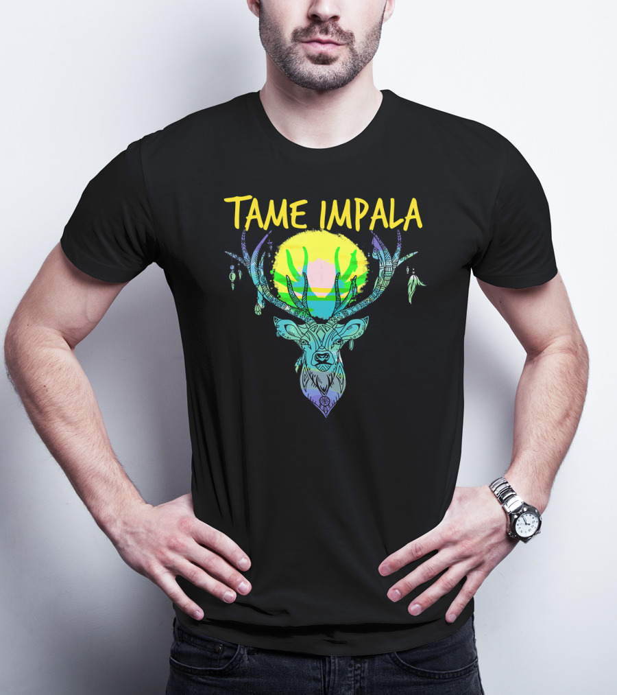 Tame Impala Deer Antlers Sunburst Psychedelic T-Shirt