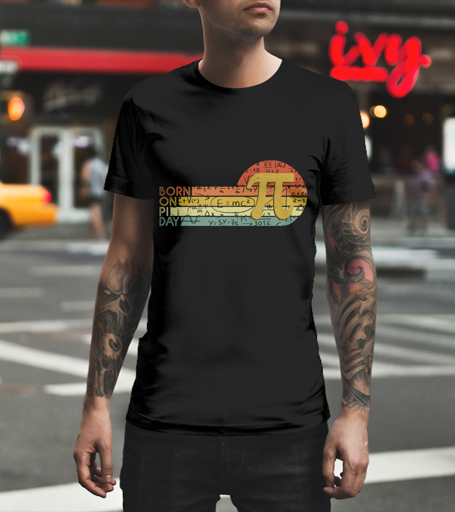 Born On Pi Day Math Equations Vintage Sunset Pi T-Shirt
