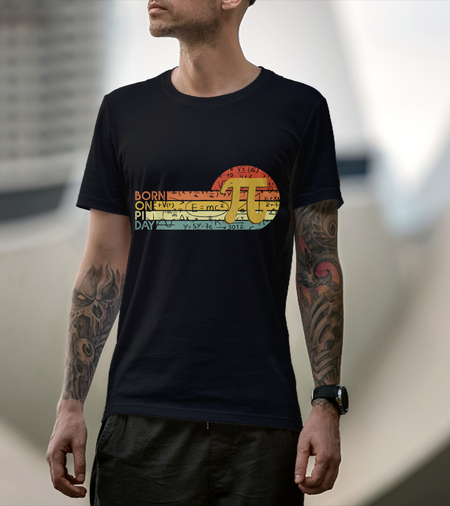 Born On Pi Day Math Equations Vintage Sunset Pi T-Shirt