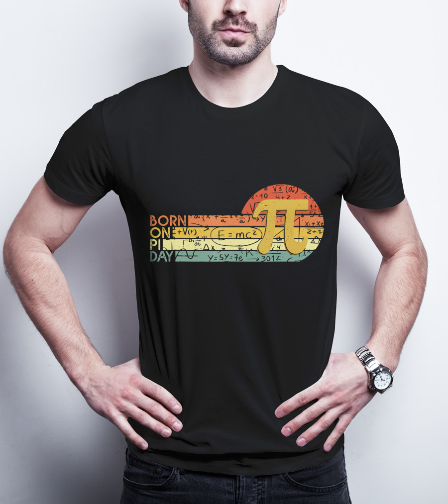 Born On Pi Day Math Equations Vintage Sunset Pi T-Shirt