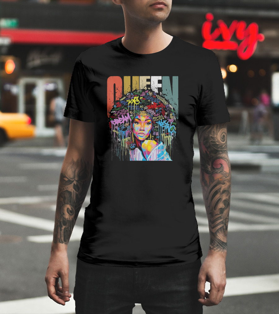Queen African American Educated Strong Graffiti T-Shirt
