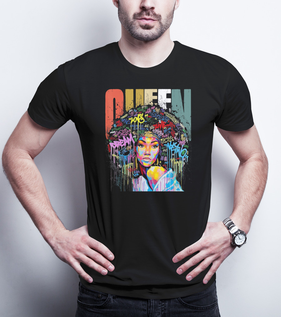 Queen African American Educated Strong Graffiti T-Shirt