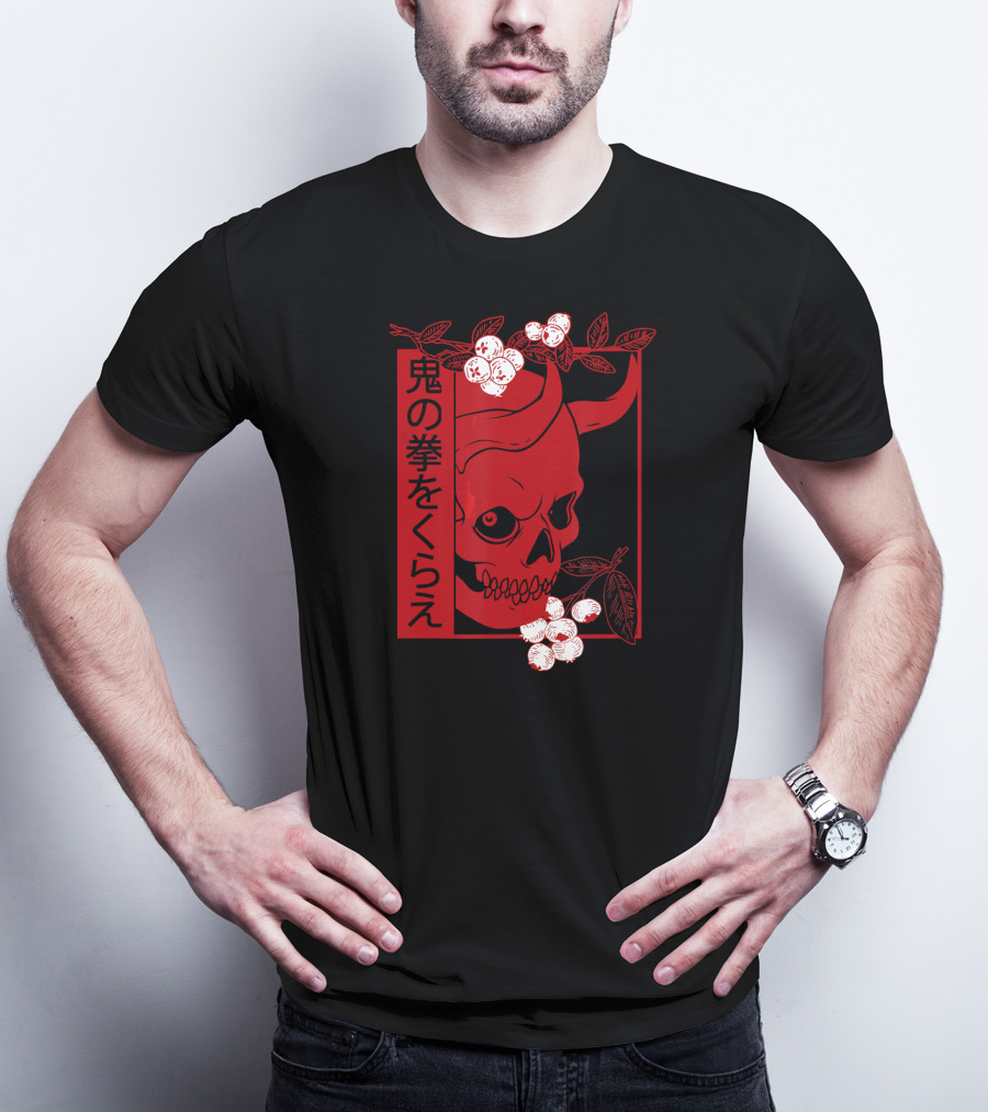 Japanese Demon Skull Oni Harajuku Aesthetic T-Shirt