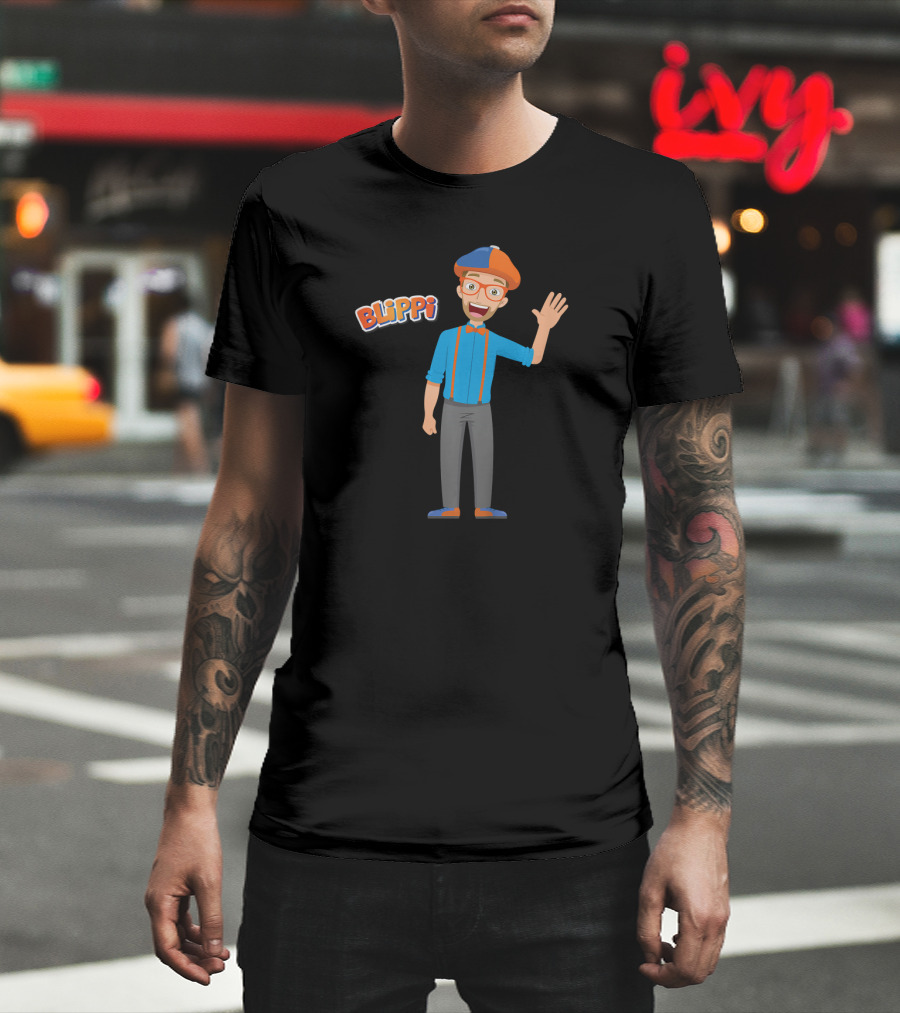 Blippi Colorful Cartoon Character With Orange And Blue T-Shirt