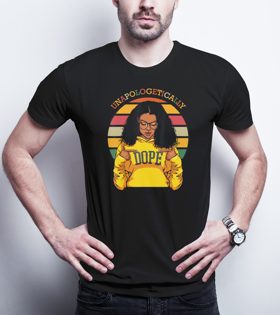Unapologetically Dope Afro Pride Black History Month Retro Stripes T-Shirt