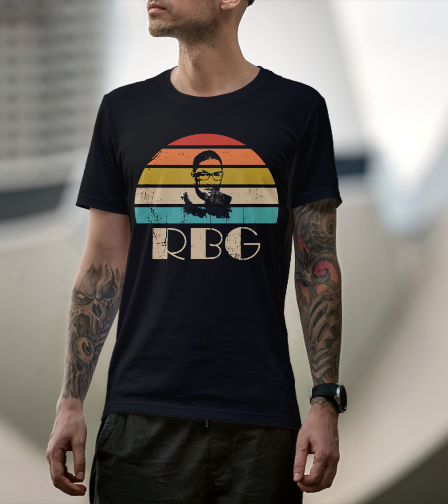 Vintage RBG Ruth Bader Ginsburg Retro Stripes T-Shirt