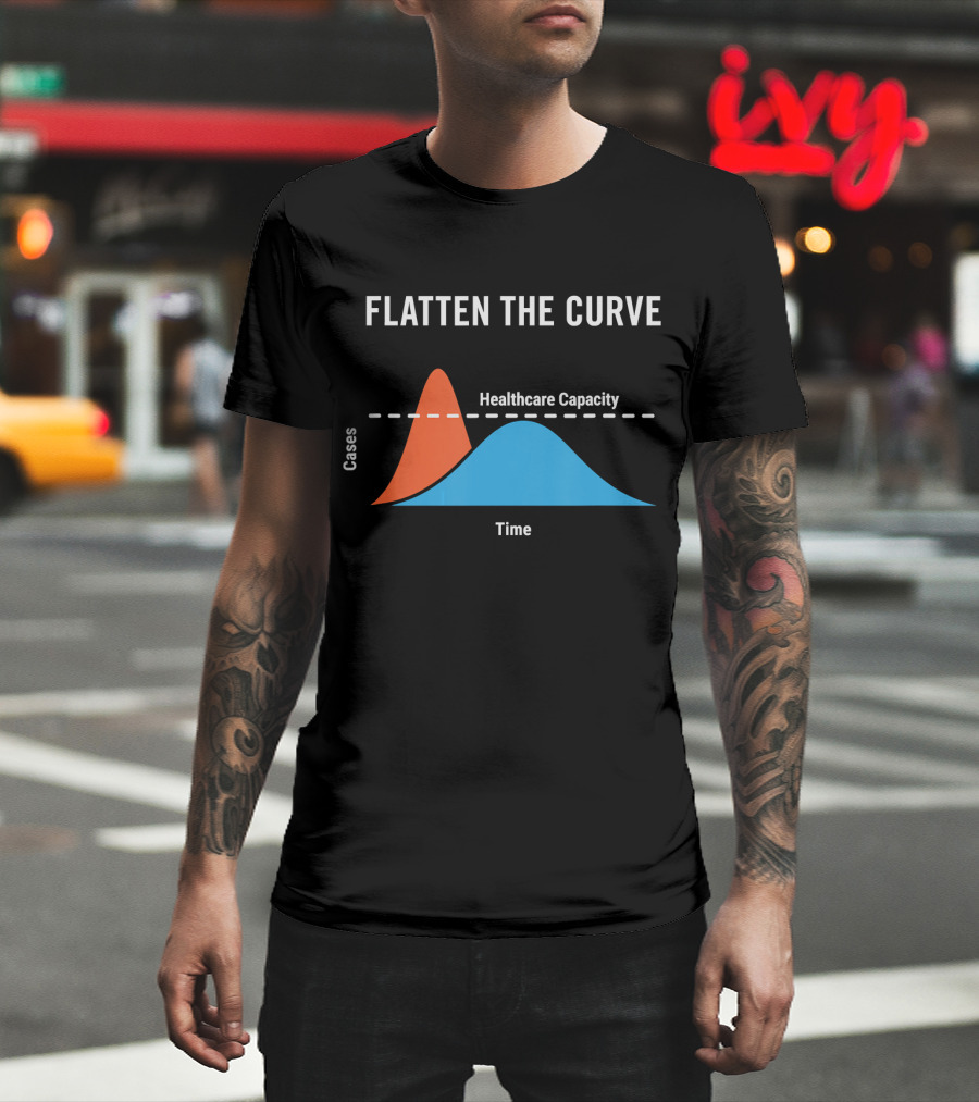 Flatten The Curve Cases Healthcare Capacity Time T-Shirt