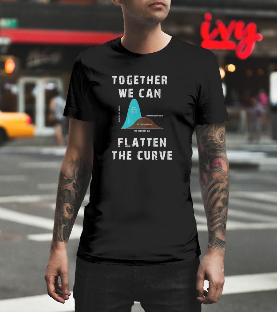 Together We Can Flatten The Curve With Protective Measures Graph T-Shirt