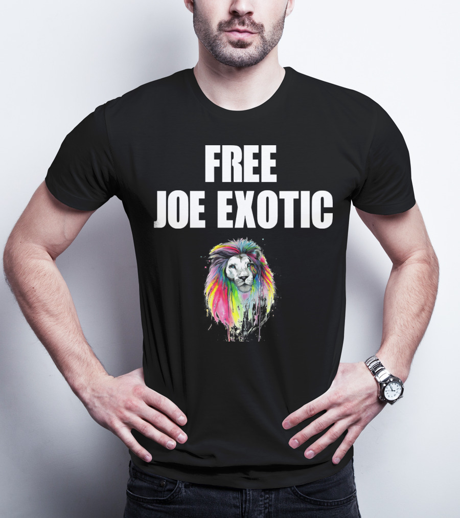 FREE JOE EXOTIC Colorful Lion Head T-Shirt
